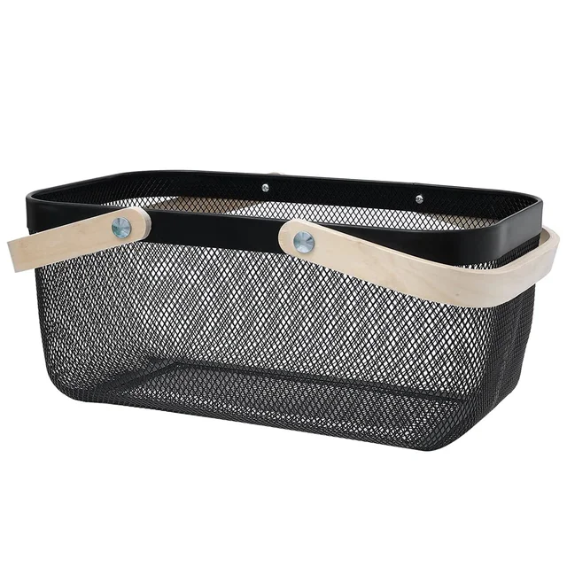 Clearance Sale: Rectangle Mesh Storage Basket with Wooden Handle – The ...