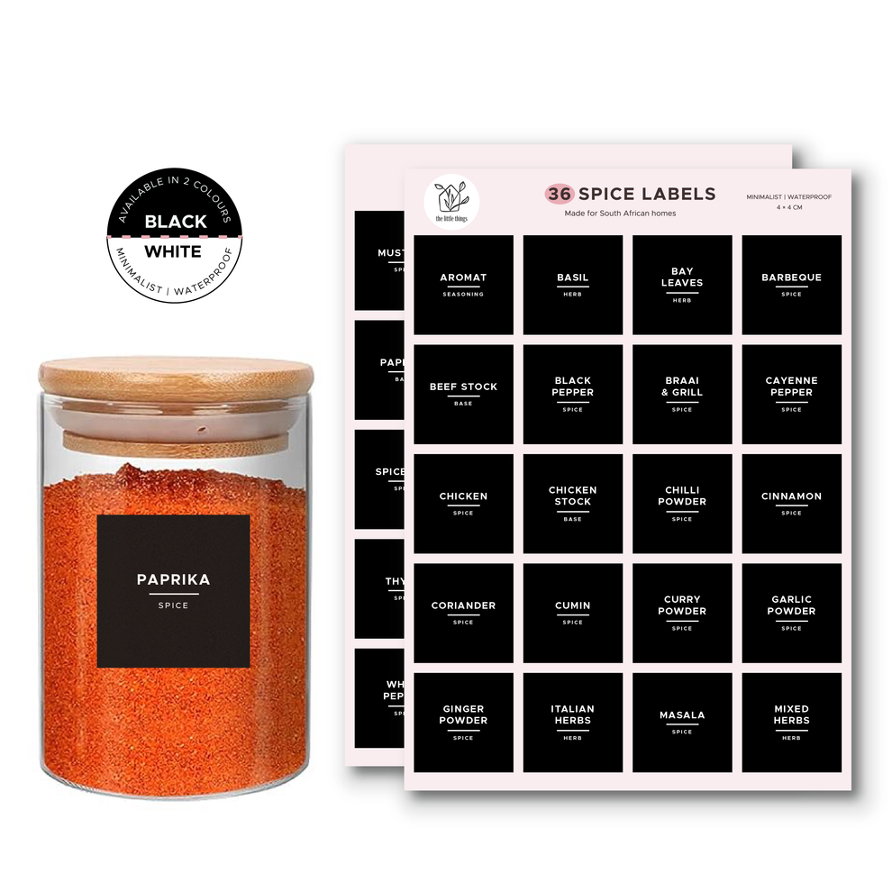 Minimalist Spice Labels Kit | 36 Pre-Printed 4x4cm – The Little Things