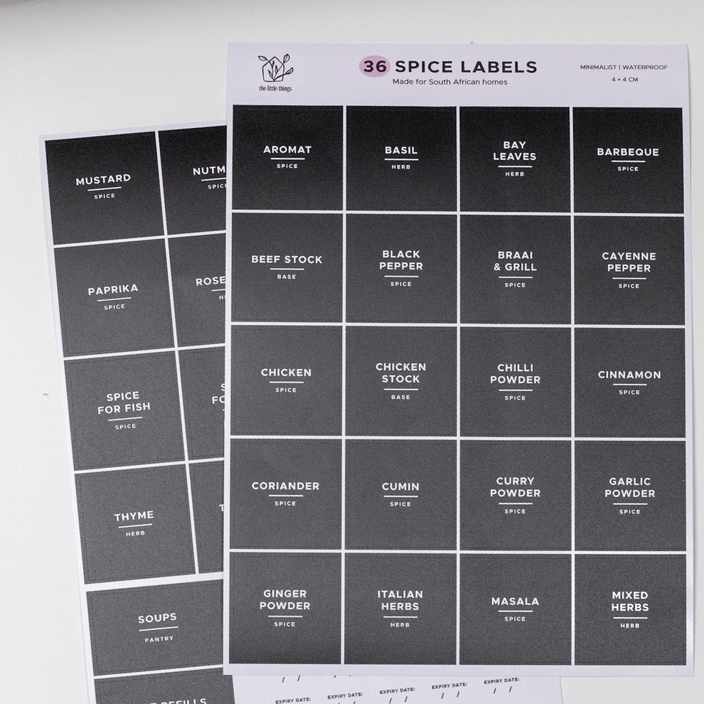 Minimalist Spice Labels Kit | 36 Pre-Printed 4x4cm – The Little Things